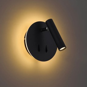 Moderní černá nástěnná lampa vč. LED s USB-C - Croft