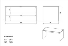 Pracovní stůl s deskou v dubovém dekoru 79x158 cm Lissabon – Germania