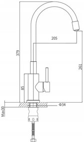 Mexen Bruno - dřez granitový 79,5x49,5cm + baterie Flex, 1-komorový, černá-zlatá, 6513791010-75-Flex