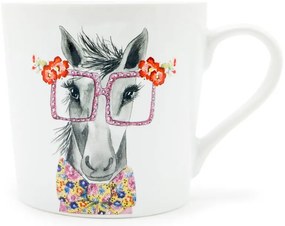 Porcelánový hrnek Kobylka Růženka, 380 ml – s motivem kobylky s růžovými brýlemi