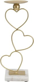 Kovový svícen Heart 32 cm zlatý/mramor