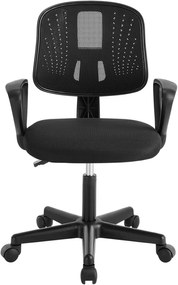 WOLTU Dětská otočná židle s područkami – ergonomická kancelářská židle, černá