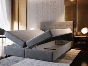 Čalouněná postel boxspring GLORIEN VELVET 140x200 cm šedá Matrace: Matrace Bonell pružinová