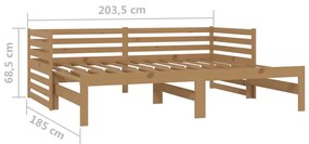 Výsuvná válenda medově hnědá borové dřevo 2 x (90 x 200) cm,  806968