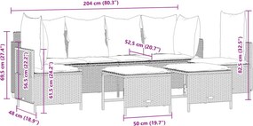 5dílná zahradní sedací souprava s poduškami černá polyratan 3261545