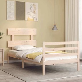 vidaXL Rám postele s čelem 90 x 200 cm masivní dřevo [3195078] Barva: Přírodní
