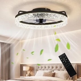 HOMCOM stropní ventilátor se světlem, stmívatelný LED stropní ventilátor s dálkovým ovládáním pro ložnici a obývací pokoj, černý