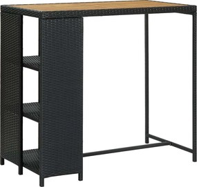 vidaXL Barový stolek s úložným regálem 120x60x110 cm polyratan [313478] Barva: Černá a hnědá