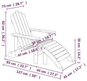 Zahradní křeslo Adirondack s podnožkou a stolkem HDPE bílé - Default Title