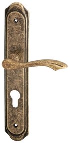 AC-T SERVIS Dveřní klika RUSTIK patina bronz - oválné štítové kování 72 mm Provedení štítu: Koule/klika - levá