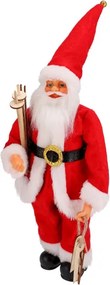 Vánoční dekorace Santa Claus se sáňkami a lyžemi červená 30 cm