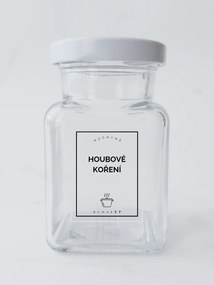Samolepka na kořenky HOUBOVÉ KOŘENÍ průhledná 3 × 4 cm tučné písmo