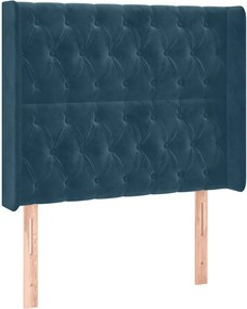 Box spring postel s matrací a LED tmavě modrá 90x200 cm samet 3139725