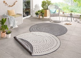 NORTHRUGS - Hanse Home koberce Kusový koberec Twin-Wendeteppiche 103112 grau creme kruh – na ven i na doma - 200x200 (průměr) kruh cm