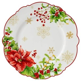 Bílo červený vánoční talíř dezertní 20cm