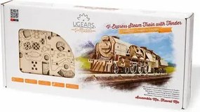 Ugears 3D dřevěné mechanické puzzle V-Express parní lokomotiva 4-6-2 s