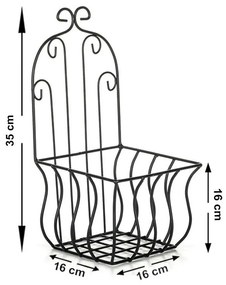 Nástěnný květinový koš vysoký BOLZE 35 cm- ČERNÝ