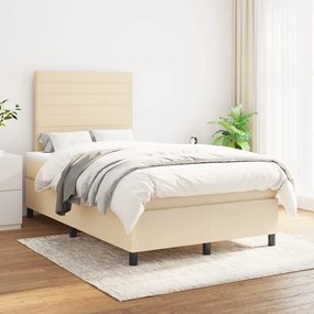 Box spring postel s matrací krémová 120x190 cm textil