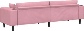 Pohovka Růžová 250 x 77 x 76 cm samet 3335156