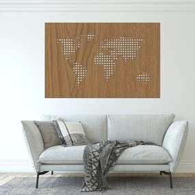 dřevo života Dřevěná mapa světa DOTS Barevný vzor: Šedá, Velikost map: 60x39