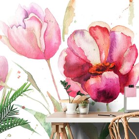 Tapeta tulipány v zajímavém provedení - 150x100 cm