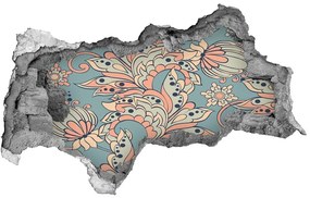 Wallmuralia Nálepka 3D díra na zeď Etnické květiny 95x73 cm