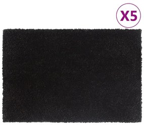 Rohožky před dveře 5 ks černé 40 x 60 cm kokosové vlákno 155572