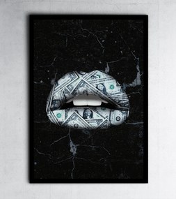 Pixada Money Lips - motivační obraz Velikost: A3 - 29,7x42 cm, Volba rámu: plakát bez rámu