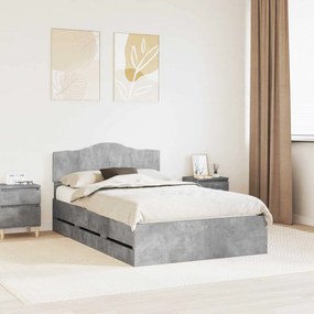 Rám postele s čelo Betonově šedá 135 x 190 cm Inženýrské dřevo 3413015