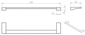 GEDY 572145 Glamour držák ručníků 45 x 8,2 cm, šedá