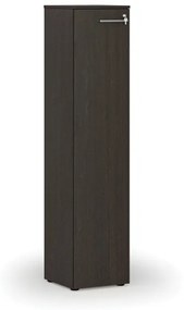 Úzká kancelářská skříň PRIMO WOOD, 1781 x 400 x 420 mm, wenge