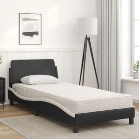 Postel s matrací Dover černá a bílá 90 x 200 cm umělá kůže 3208342