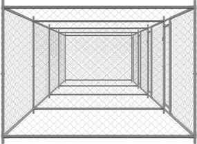 Klec pro psy s dvířky šedá 8 x 2 x 1,5 m pozinkovaná ocel 3209575