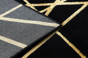 Dywany Łuszczów, Kusový koberec Gloss 406C 86 geometric black/gold, 80x150, černá, chodba / předsíň