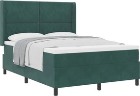 Postel s boxspringem s čelo Tmavě zelená 140 x 200 cm samet 3342065
