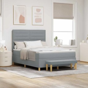 Postel s boxspringem s čelo Světle šedá 200 x 140 cm textil 3344226