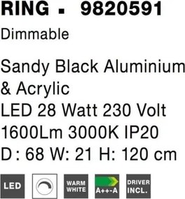 Závěsné LED svítidlo NOVA LUCE RING 27W 3000K 9820591 stmívatelné Triac