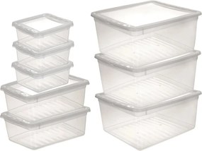 Keeeper Sada úložných boxů s víkem BEA Clearbox (3 x 1,7L, 2 x 5,5L, 3 x 18L), 39 x 33,5 x 25 cm