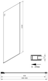 Gelco Volcano Black boční stěna 900 mm, GV3490