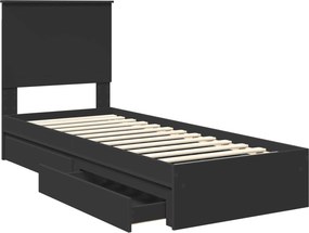 Postel s úložným prostorem Černá 75 x 190 cm Kompozitní dřevo 3411258