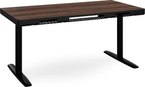 Elektrický psací stůl sit-stand se zásuvkou a bezdrátovou nabíječkou Qi černý/ořech, 1400 mm: ELLIS