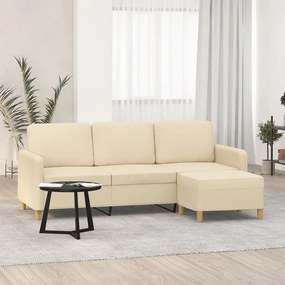 3místná pohovka s podnožkou krémová 180 cm textil 3201194
