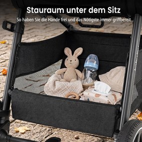 Costway Skládací kočárek s otočným sedátkem a nastavitelnou opěrkou zad a nohou