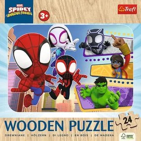 Trefl - Puzzle - Dřevěné puzzle Spidey a jeho úžasní přátelé / 24 dílk