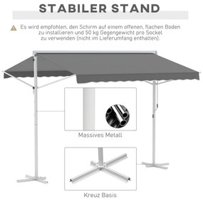 Stojící zahradní markýza Outsunny 3x3m se sklopným ramenem a klikou, šedá markýza na terasu pro ochranu před sluncem a volný čas | Aosom.de