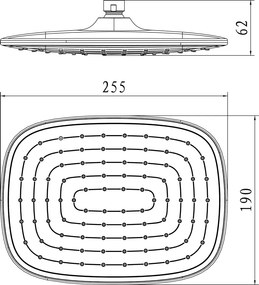 Mereo Mereo, Talířová sprcha horní 255x190mm s kloubem, pochromovaný plast, CB585D