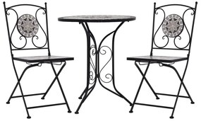 3dílný mozaikový bistro set keramický šedý 279690