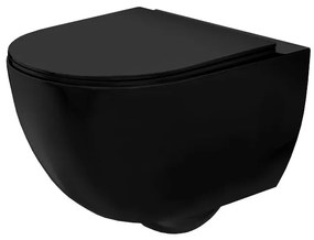 Rea Carlo mini - závěsná WC mísa 49x36 s pomalu-padajícím sedátkem, černá matná, REA-C8489