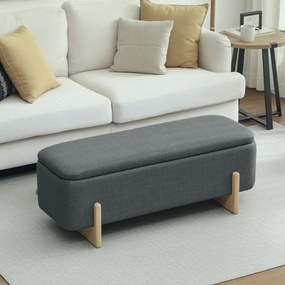 HOMCOM Stolička s úložným prostorem, sedací lavice s pěnovým polstrováním, imitace lnu, 111 x 44,5 cm, tmavě šedá