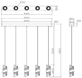 Lucide 13496/35/30 - LED Stmívatelný lustr na lanku KLIGANDE 5xLED/7,8W/230V